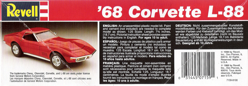 Photo: Box side 1 | Revell '68 Corvette L-88 #7159 album | DRASTIC ...